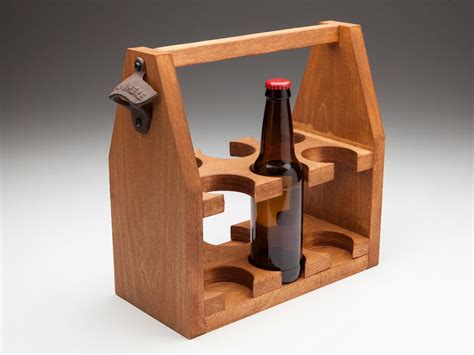 Six Shooter Poplar Wooden Beer Tote Six Pack Carrier Quality Hardwood