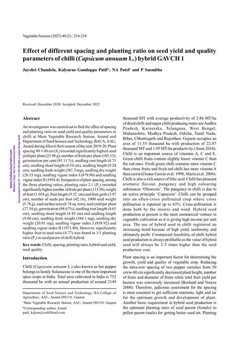 (PDF) Effect of different spacing and planting ratio on seed yield and quality parameters of ...