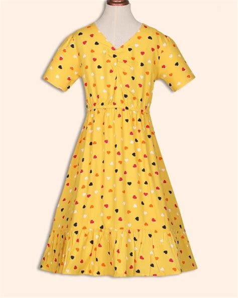 Buy Heart Print V Neck Fit And Flare Dress Online At Best Prices In India