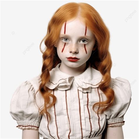 Portrait Of Ginger Girl In Role Of Creepy Doll On Halloween Halloween