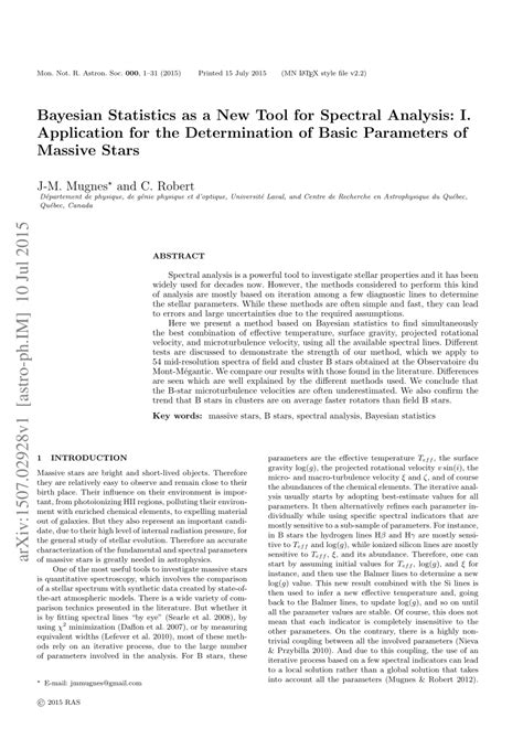 Pdf Bayesian Statistics As A New Tool For Spectral Analysis I