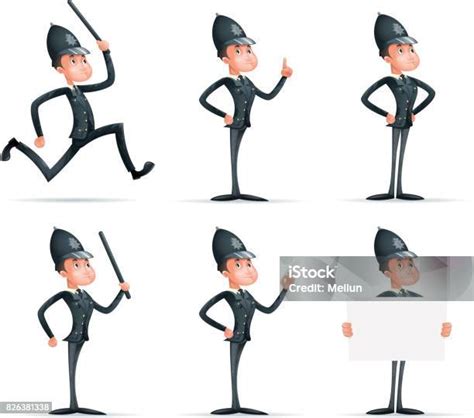 경찰 남자 제복 경찰 질서 법 경찰관 3d 보안 만화 마스코트 캐릭터 고립 된 아이콘 세트 디자인 벡터 일러스트 레이 터 3차원 형태에 대한 스톡 벡터 아트 및 기타 이미지