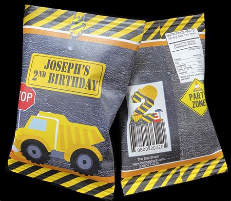 Construction Party Favor Chip Bags The Brat Shack Ny