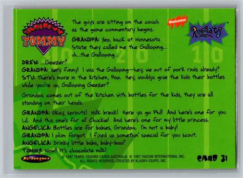 Wow Its Chocolate Milk 1997 Tempo Rugrats 31 Trading Card Touchdown