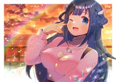 Safebooru Amano Nene Vtuber Breasts Cleavage Cutout Clothing Cutout