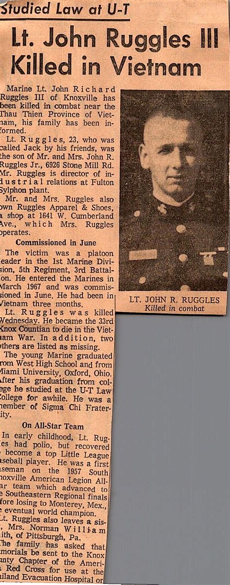 East Tennessee Veterans Memorial Association — Ruggles Iii John R