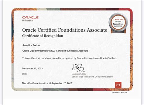 Oracle Cloudinfrastructure Certification Certified Anushka Podder