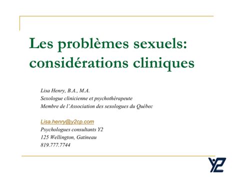 Les problèmes sexuels considérations cliniques