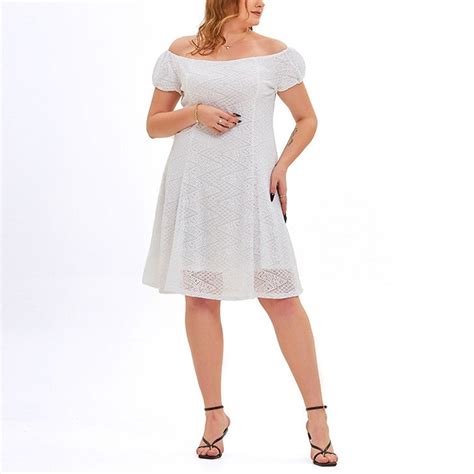 Plus Size White Lace Off Shoulder Dress Hello Curve