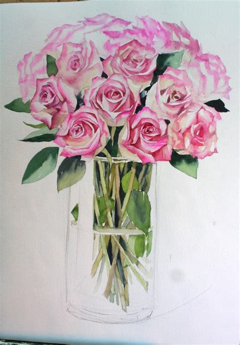 정물수채화 장미화병 수채화과정 Tutoriales De Pintura En Acuarela Pinturas Florales Arte De Acuarela
