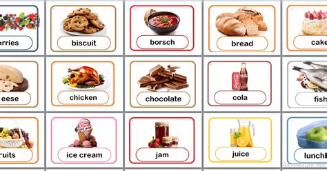 Картки з англійської мови на тему Їжа Flashcards Food