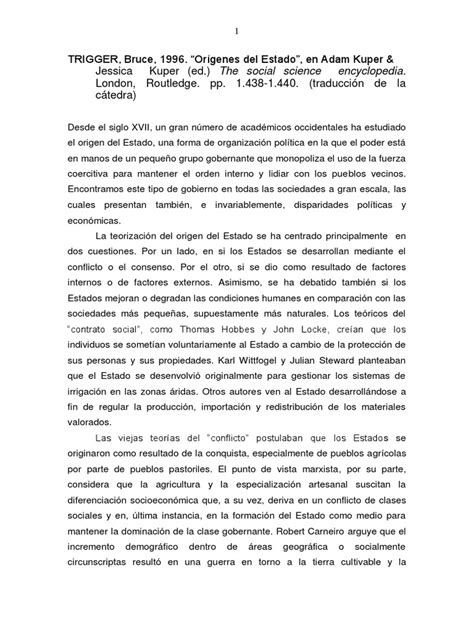 Trigger Bruce Orígenes Del Estado Págs 1438 1440 Pdf Estado
