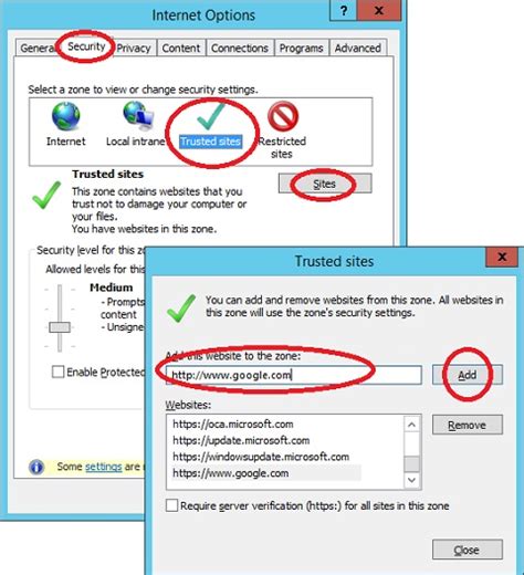 Add Website To IE Trusted Zone