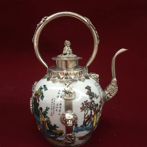 Антикварный антиквариат Китайский медный чайник