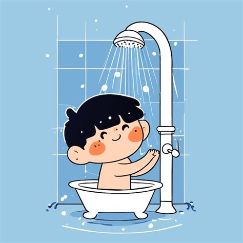 Premium Vector Bathtime Fun Cute Boy Cartoon Vector Design