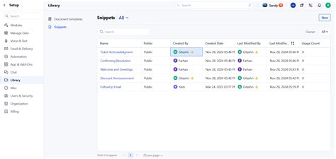 Snippet Listing Salesmate