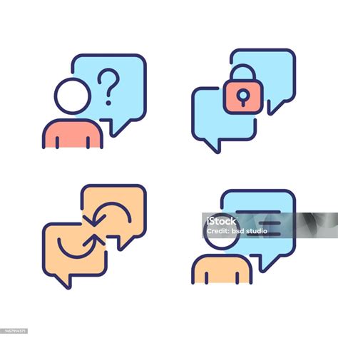 통신 픽셀 완벽한 Rgb 색상 아이콘 세트에 대 한 말풍선 Brand Name Online Messaging Platform에