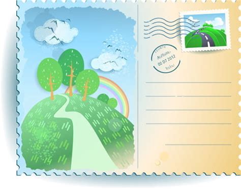 여름 요소 엽서 벡터 Eps Uidownload