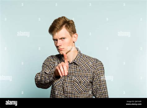 No Forbidden Don T Serious Frown Man Hand Gesture Stock Photo Alamy