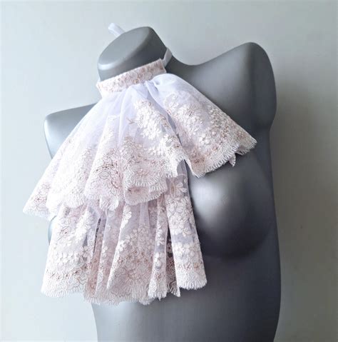 Handmade White Lace Jabot Victorian Cravat Costume Neck Ruffle Etsy