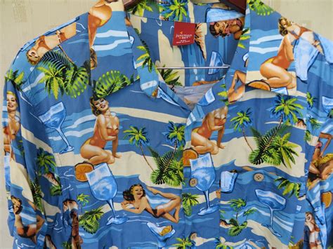 Junction West Mens Hawaiian Bikini Pin Up Girls Ss … Gem