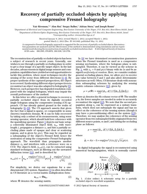 pdf recovery of partially occluded objects by applying compressive