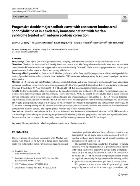 Pdf Progressive Double Major Scoliotic Curve With Concurrent