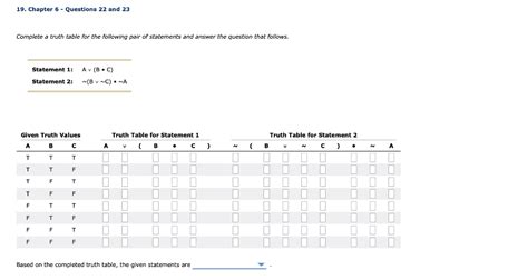 [solved] complete a truth table for the following pair of