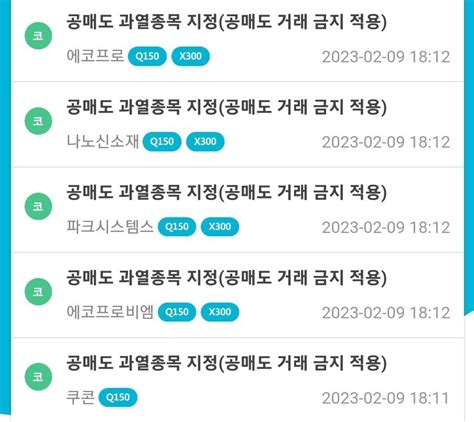 코스닥 공매도 과열 5개 종목 주식 에펨코리아
