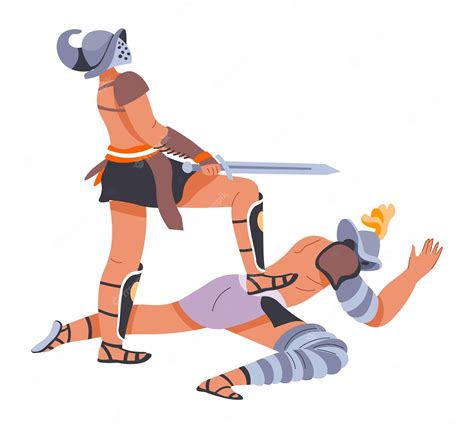 갑옷 전사 무기에 검투사 싸움 남자 프리미엄 벡터