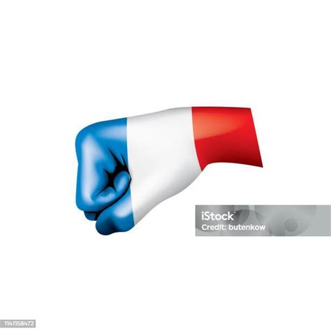 白い背景にフランスの旗と手ベクトルイラストレーション イラストレーションのベクターアート素材や画像を多数ご用意 イラストレーション