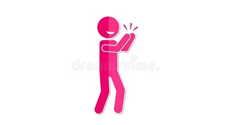Abstract Pink Stick Figure With A Circular Head Clapping Hands