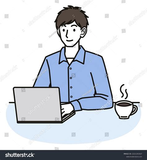 Illustration Man Using Computer Stock Vector Royalty Free Shutterstock