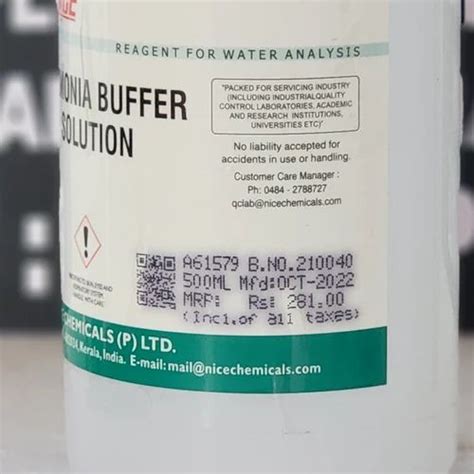 Ammonia Buffer Solution 500ml Nice 35 Grade Standard Technical