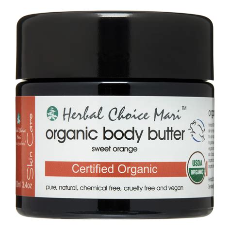 Herbal Choice Mari Organic Body Butter Sweet Orange 100ml 34oz Glass