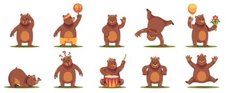 Premium Vector Funny Bear Character Cute Cartoon Teddy Mascots Comic