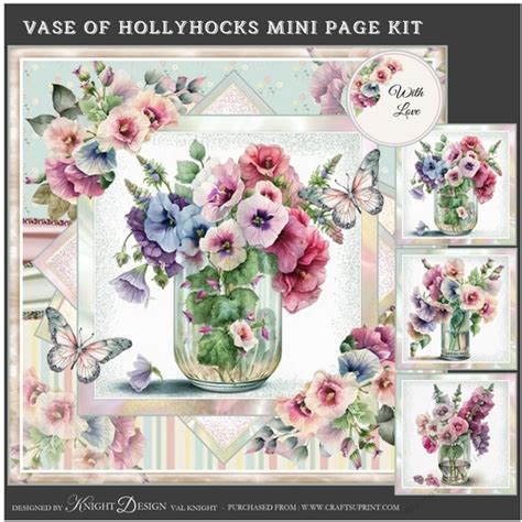 Vase Of Hollyhocks Mini Page Kit Cup1212041 58488 Craftsuprint