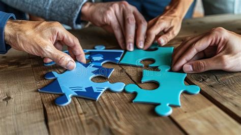 Concept Of Teamwork And Partnership Hands Join Puzzle Pieces In The Office Business