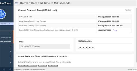 Convert Date And Time To Milliseconds