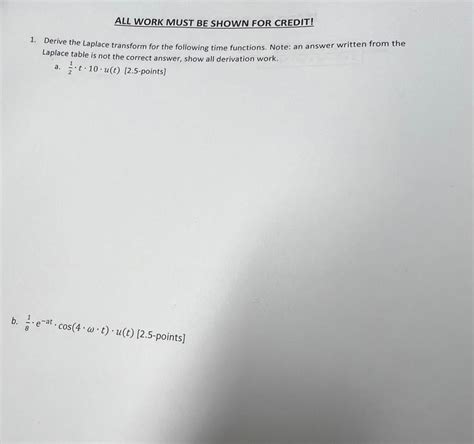 Solved Derive The Laplace Transform For The Following Chegg
