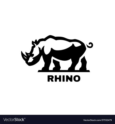 Rhino Symbol Logo Black White Style Royalty Free Vector