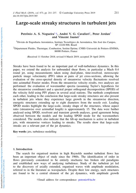 Pdf Resolvent Based Analysis Of Streaks In Turbulent Jets