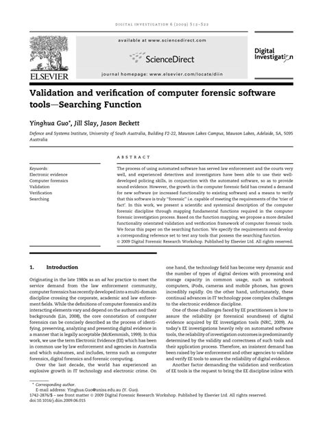 PDF Validation And Verification Of Computer Forensic Software ToolsSearching Function