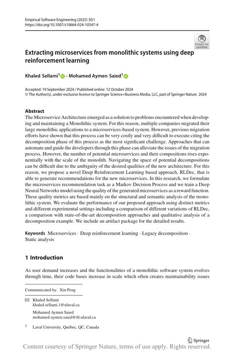 Extracting Microservices From Monolithic Systems Using Deep Reinforcement Learning