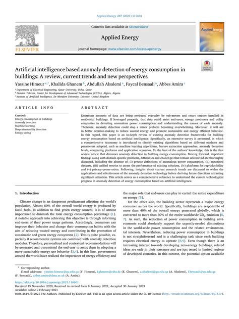 Pdf Artificial Intelligence Based Anomaly Detection Of Energy