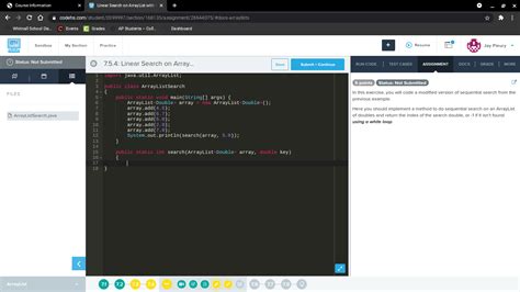 Solved Course Information х Linear Search On Arraylist With