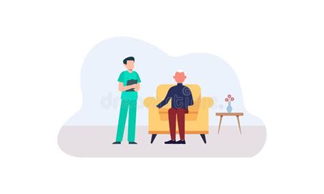 Thuiszorg Voor Oudere Gehandicapte Illustraties Stock Illustratie