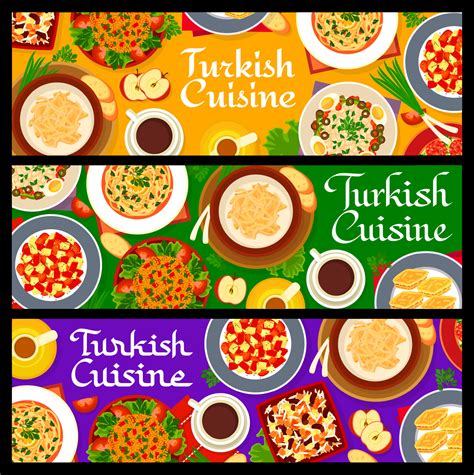 Turkish Cuisine Meals Banners Kofte And Baklava 23592755 Vector Art At
