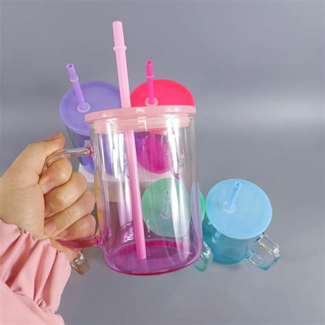 Usa Warehouse 15oz 17oz Sublimation Colored Candy Clear Jelly Glass