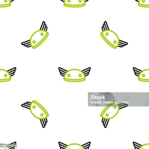 Casque De Ligne Avec Icône Dailes Isolé Motif Sans Couture Sur Fond
